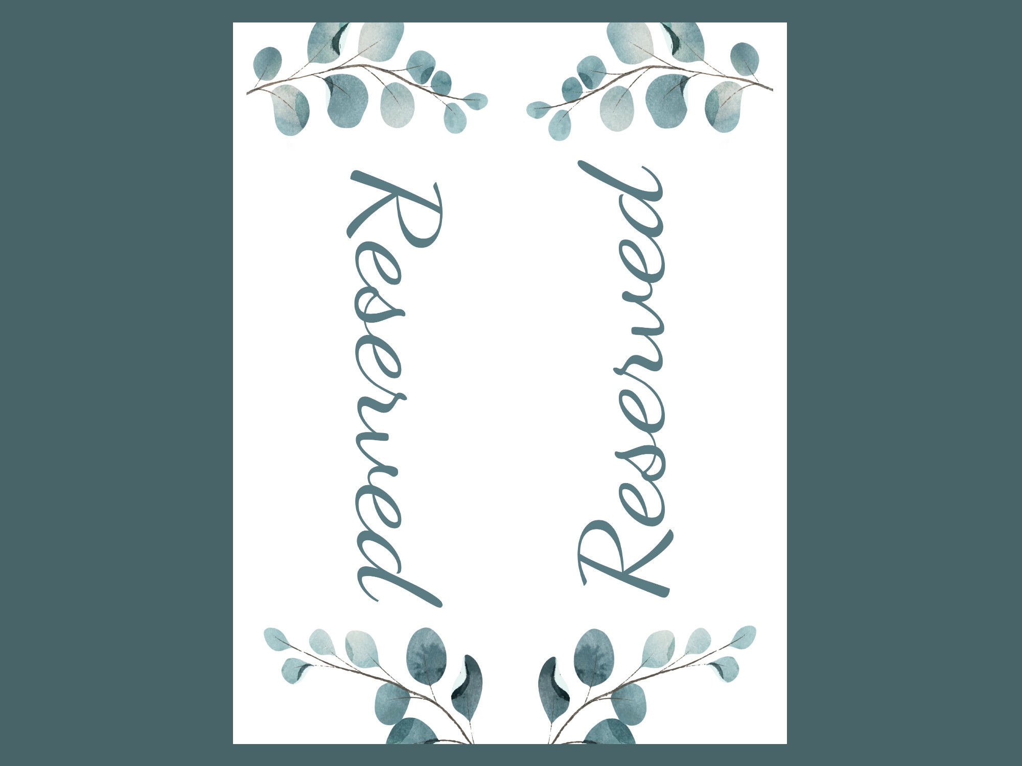 Wedding Reserved Tent Sign Template (4x9.25) | Eucalyptus | Leafy ...