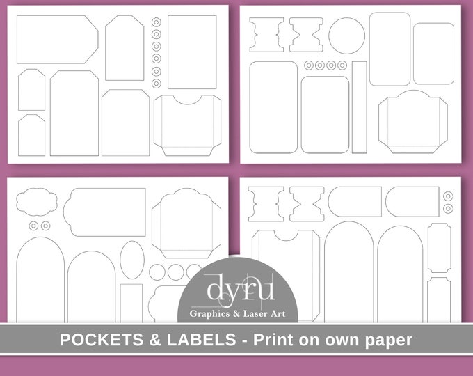 Junk Journal Printable Pockets, Insert Templates, Print on Own Paper ...