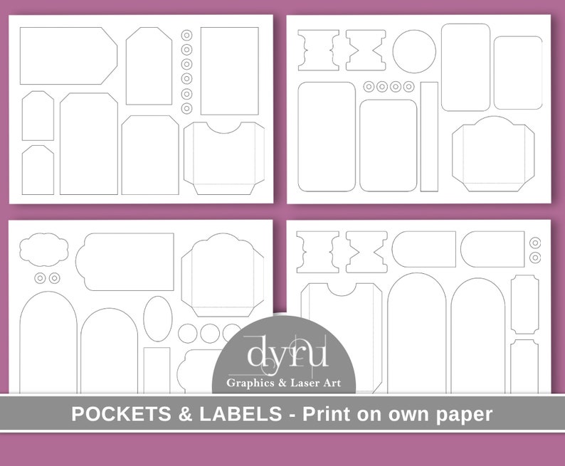 Junk Journal Printable Pockets, Insert Templates, Print on Own Paper ...
