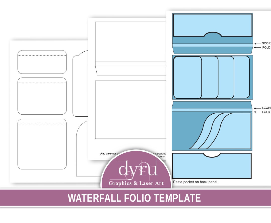 Waterfall Folio Template, Trifold Folio Craft Kit, Folio Kit, Junk Journal Printable, Craft Kits ...