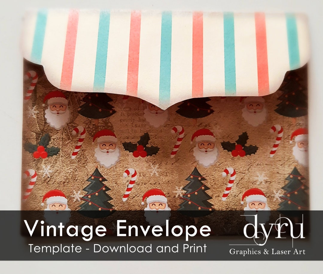 Vintage Christmas Gift Card Pocket, Printable Envelope, Clutch Pocket ...