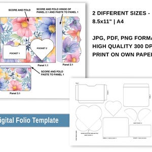 Heart Pocket Folio Template, Tags Folio, Keepsake, Blank Template, Junk ...
