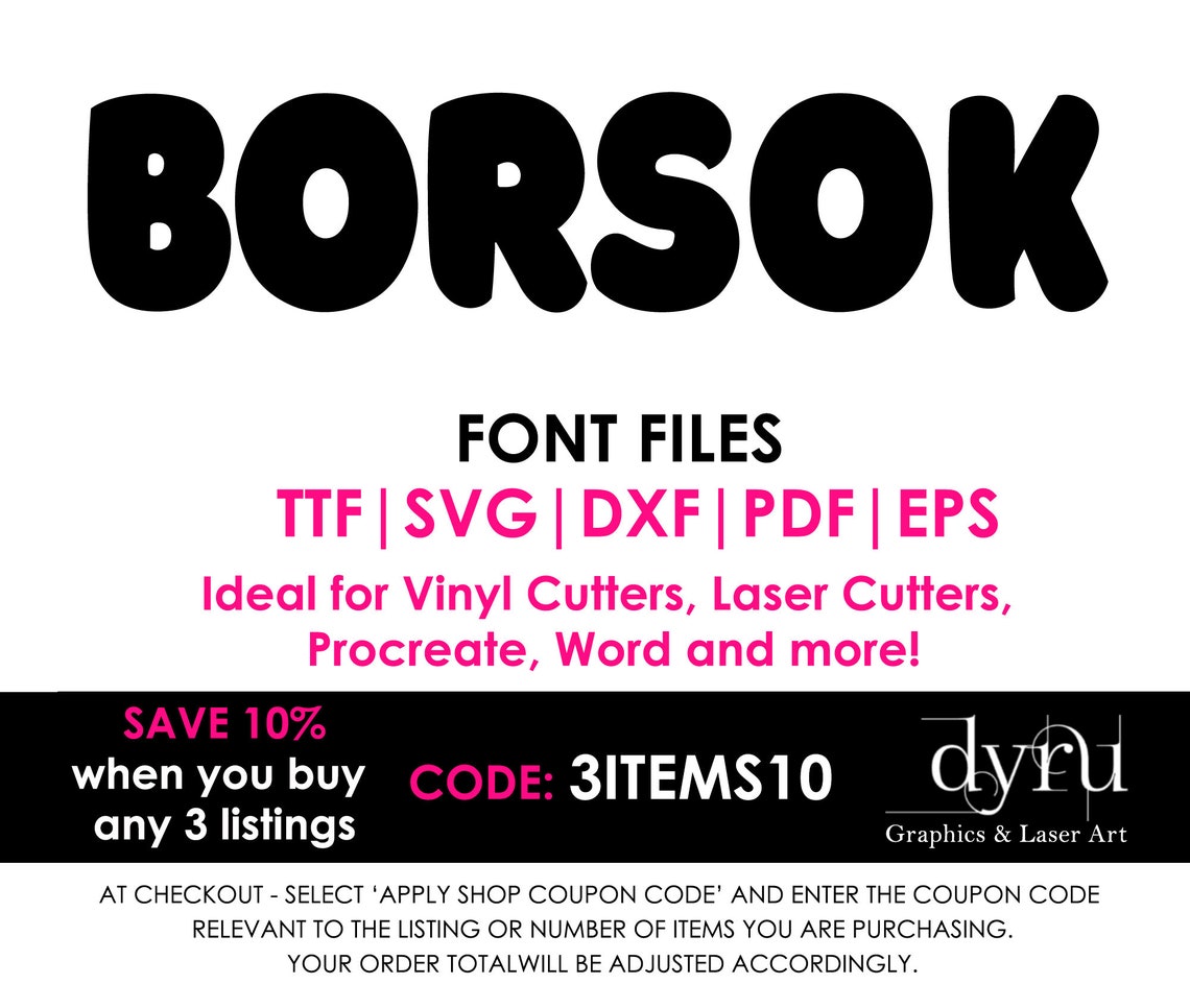 Borsok Font, SVG Font, Bold Font, Round Font, Cricut, Procreate Font ...