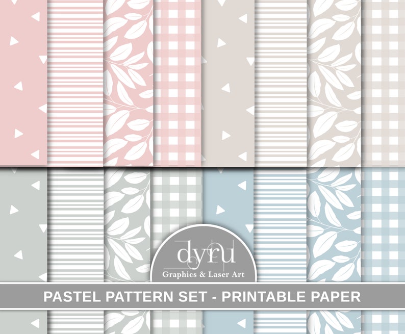 Pastel Digital Papers. Seamless Pattern Set, Pastel Colours, Pink ...