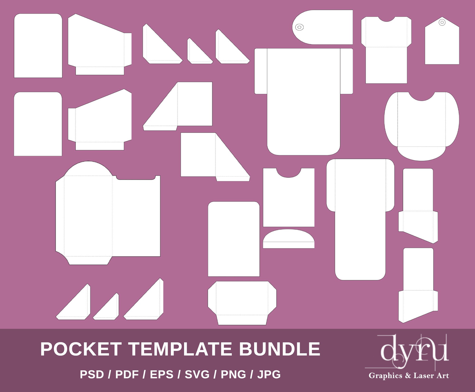 Junk Journal Pocket Bundle, Pocket Templates, Template Bundle, Ink ...