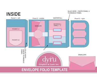 Flaps Folio Template, 4 Fold Out Folio, Craft Kit, Folio Kit, Junk ...