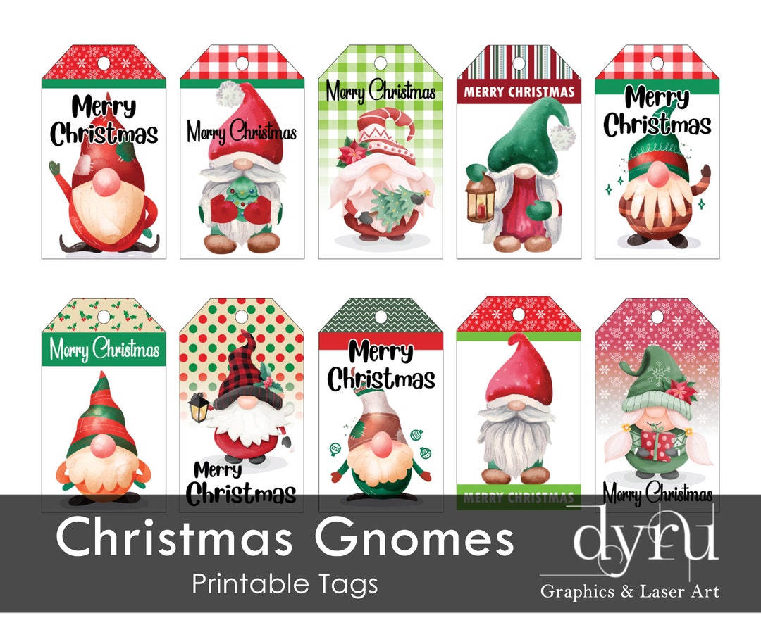 Christmas Gnomes Gift Tags, Printable Gnomes Tag, Printable Tags, Tags ...