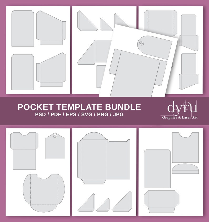 Junk Journal Pocket Bundle, Pocket Templates, Template Bundle, Ink ...