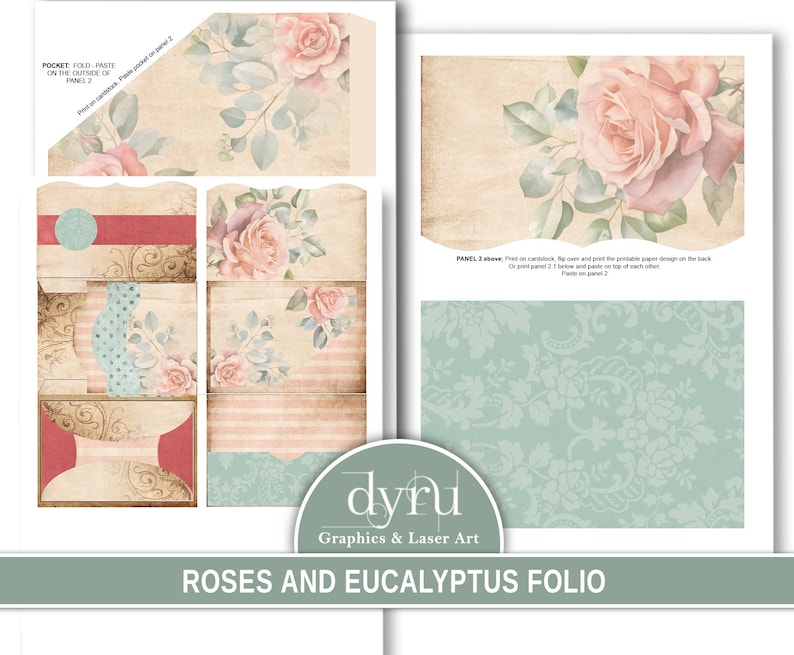 Roses Folio, Folio Craft Kit, Folio Kit, Eucalyptus, Junk Art Journal ...