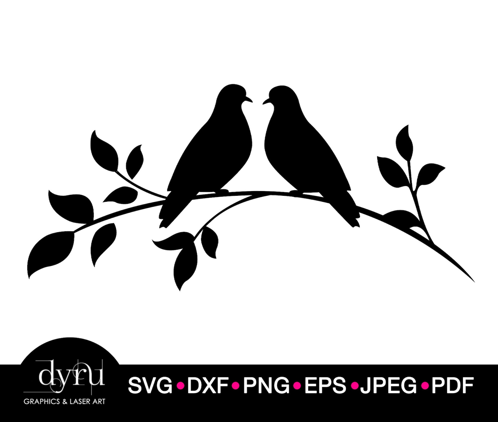 Doves Svg, Loving Doves SVG, Birds on Branch Clipart, Two Birds Clipart ...