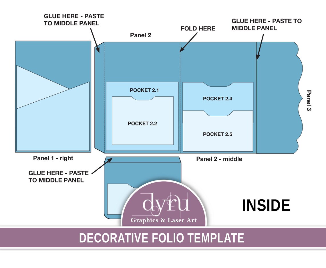 Folding Folio, Folio Booklet, Template, Pocket Folder, Junk Journal ...