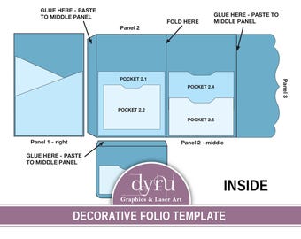Folding Folio, Folio Booklet, Template, Pocket Folder, Junk Journal ...