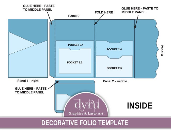 Folio Booklet, Digital Template, Pocket Folder, Folding Folio, Folio Kit, Junk Journal Printable ...