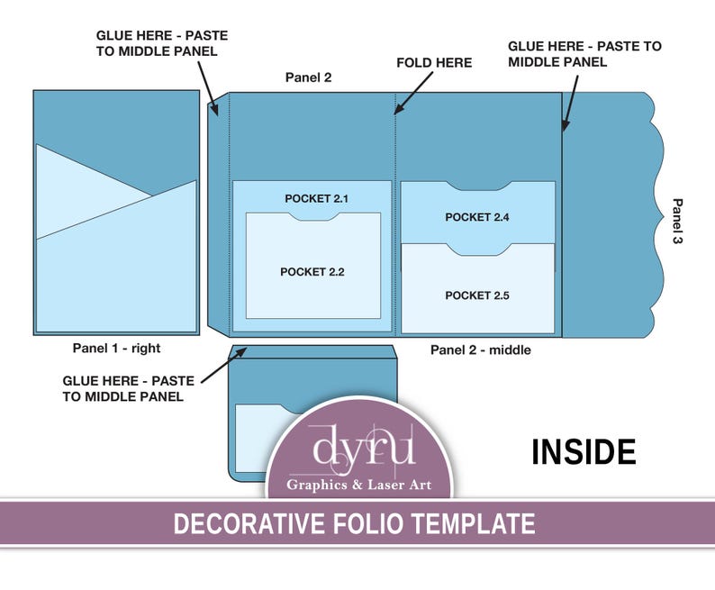 Folio Booklet, Digital Template, Pocket Folder, Folding Folio, Folio ...