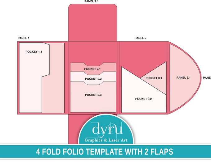 Flaps Folio Template, 4 Fold Out Folio, Craft Kit, Folio Kit, Junk ...