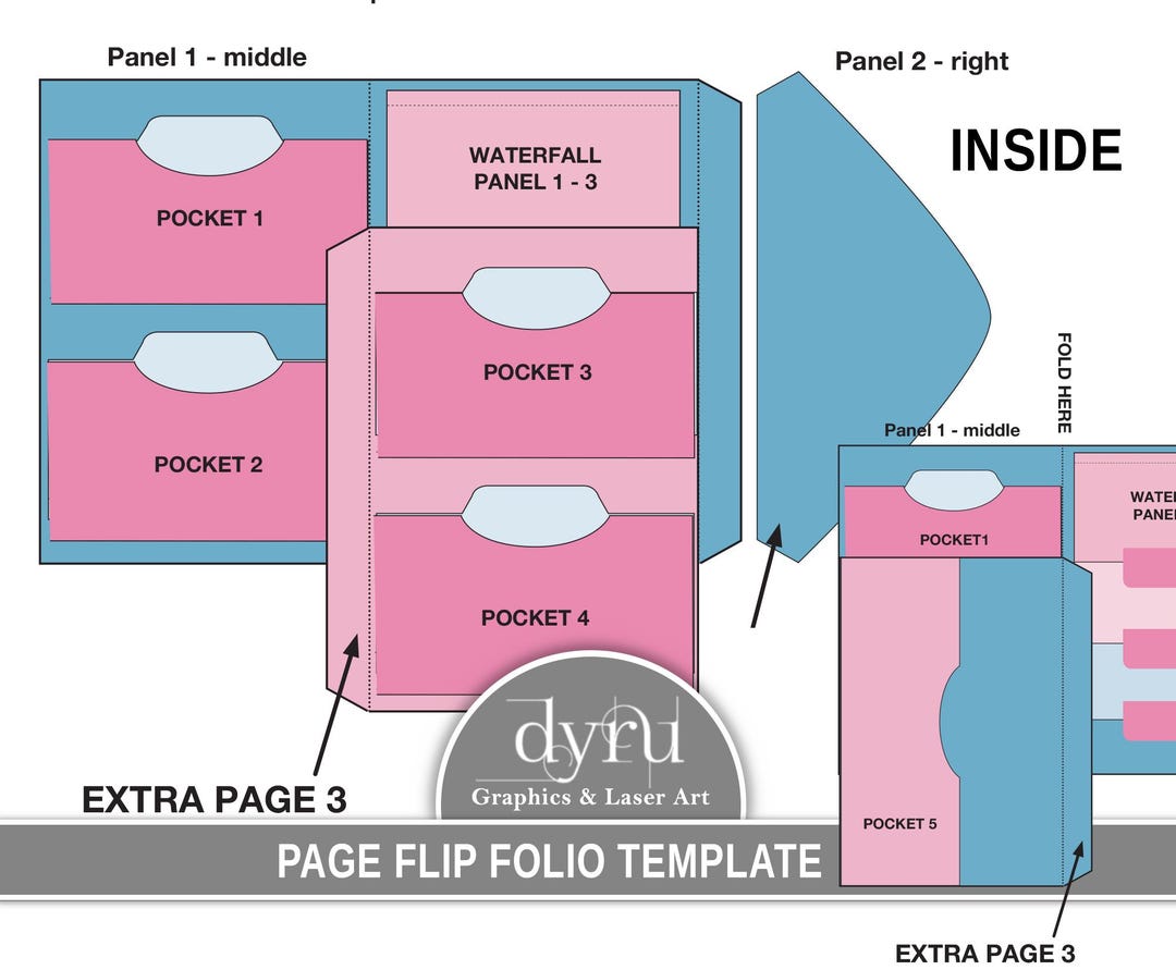 Extra Page Folio Template, Page Fold Out, Waterfall, Folio Kit, Junk ...