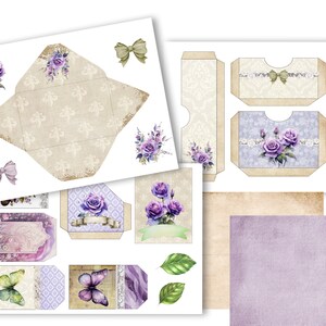 Purple Rose Folio, Vintage Folio, Fold Out Template, Trifold Folder ...