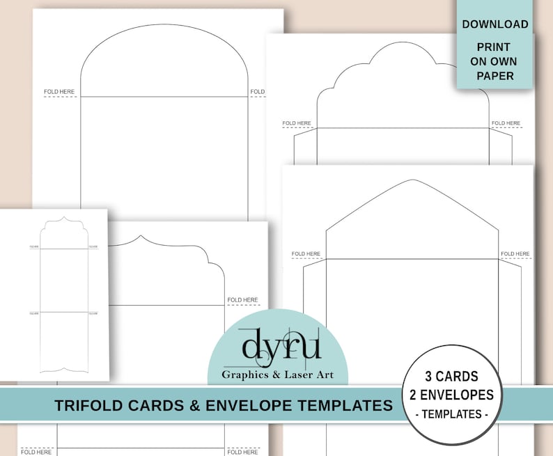 Tri-fold Card, Envelope Template, Ink Saver, Template Bundle, Junk ...