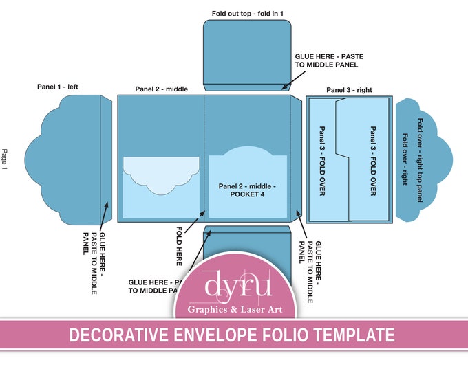 Decorative Folio, Envelope Template, Mail Folio Kit, Folio Kit, Junk Journal Printable, Craft ...