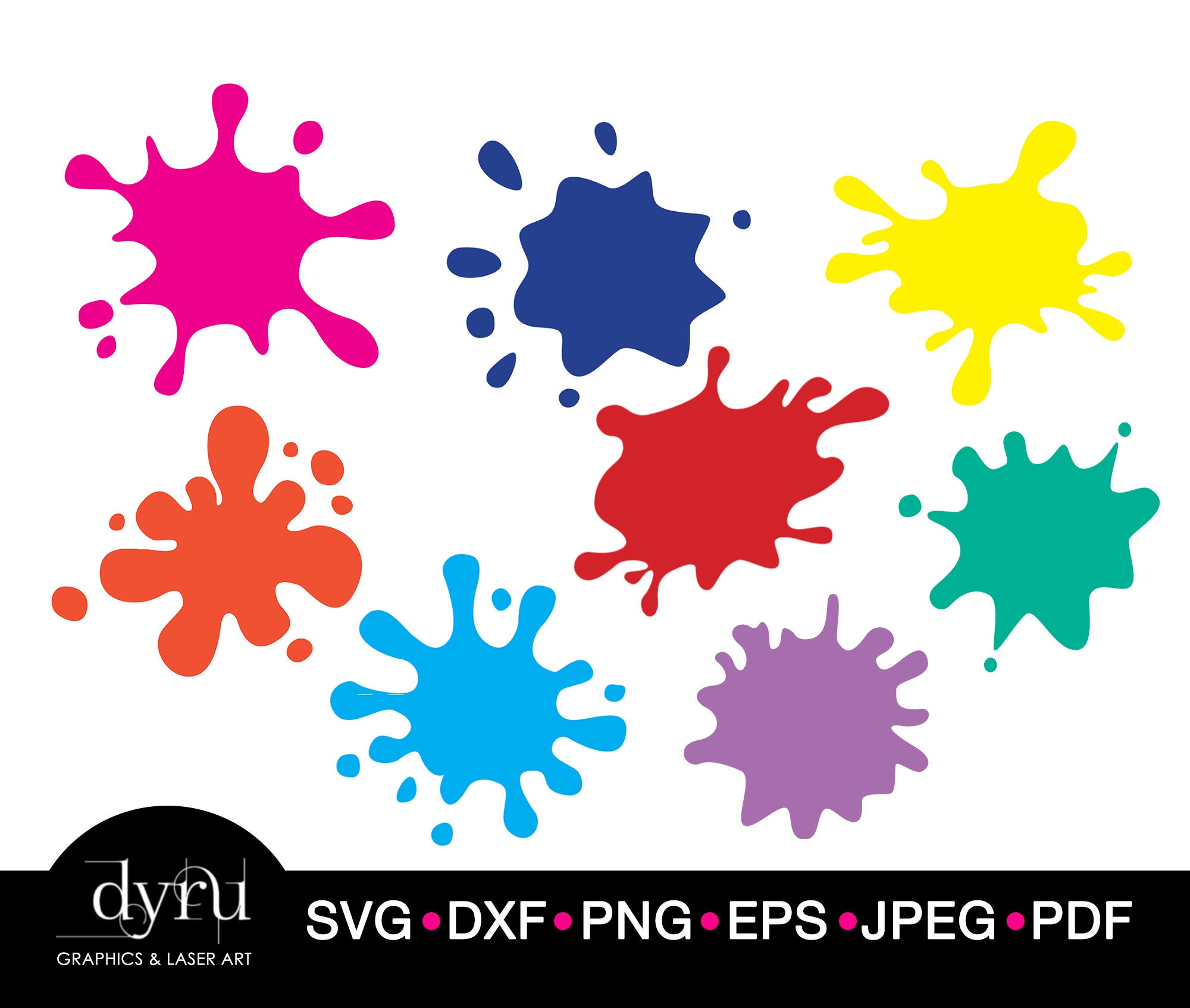 Paint Splats Svg, Paint Splatter SVG, Paint Splash Bundle, Paint ...