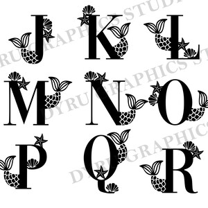 Mermaid Monogram, SVG Monogram, Cricut Mermaid, Lettering Clipart, SVG ...