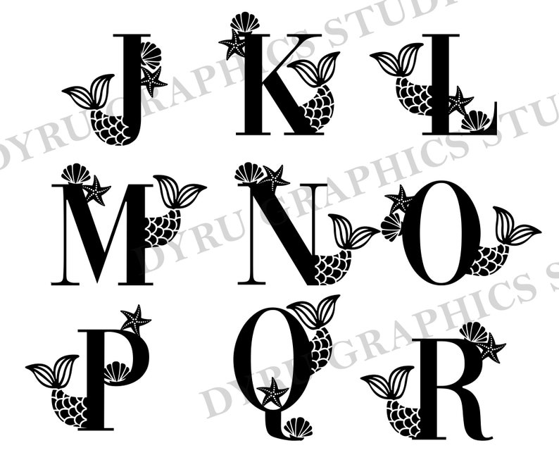 Mermaid Monogram, SVG Monogram, Cricut Mermaid, Lettering Clipart, SVG ...