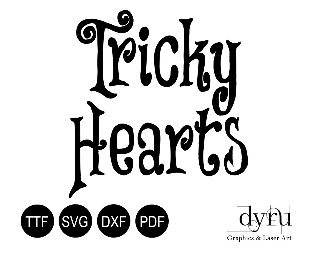 Tricky Heart Schriftart, SVG geschweifte Schriftarten, geschweifte ...