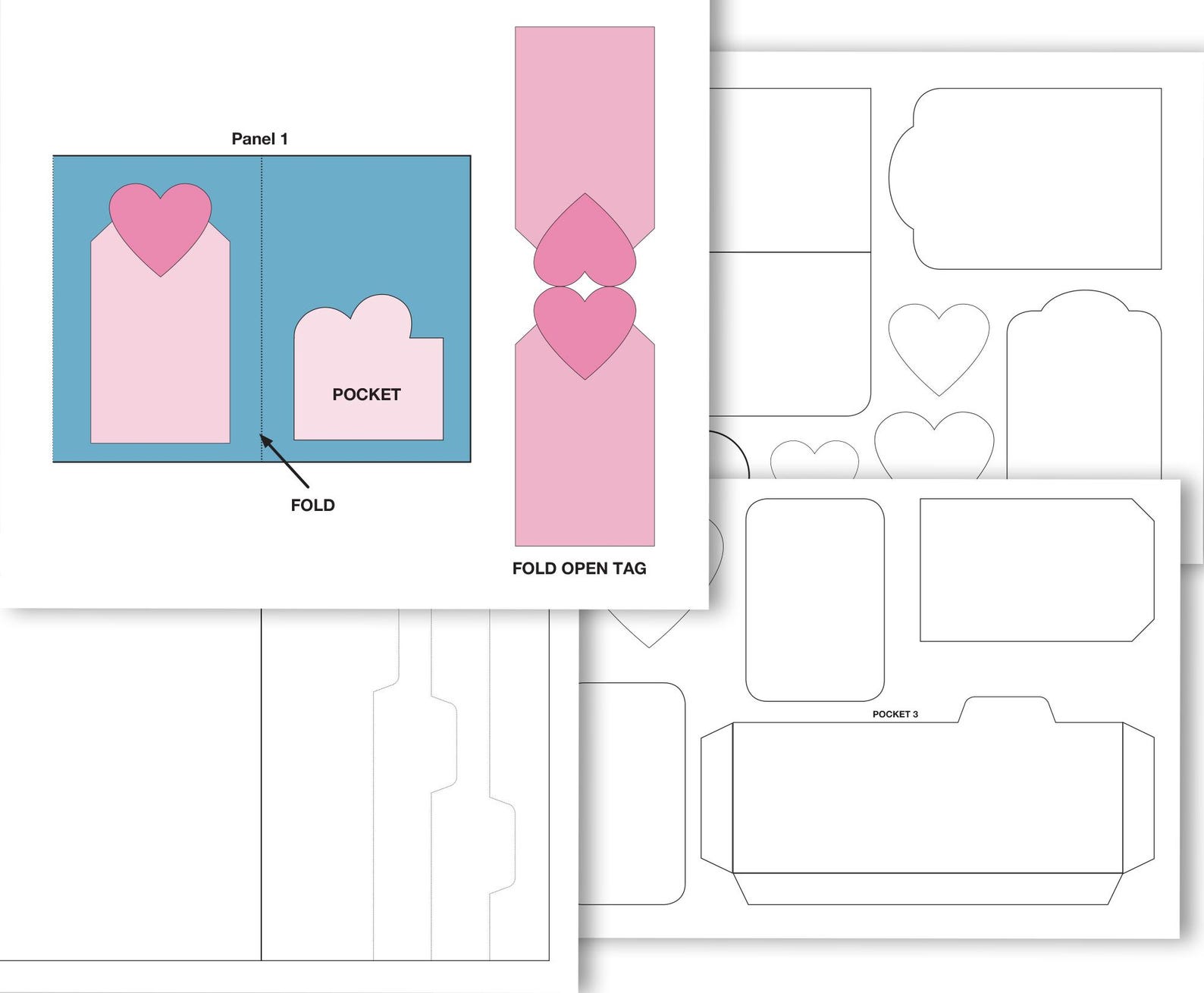 Heart Letter Folder, Pocket Folio, Valentine Folio, Blank Template ...