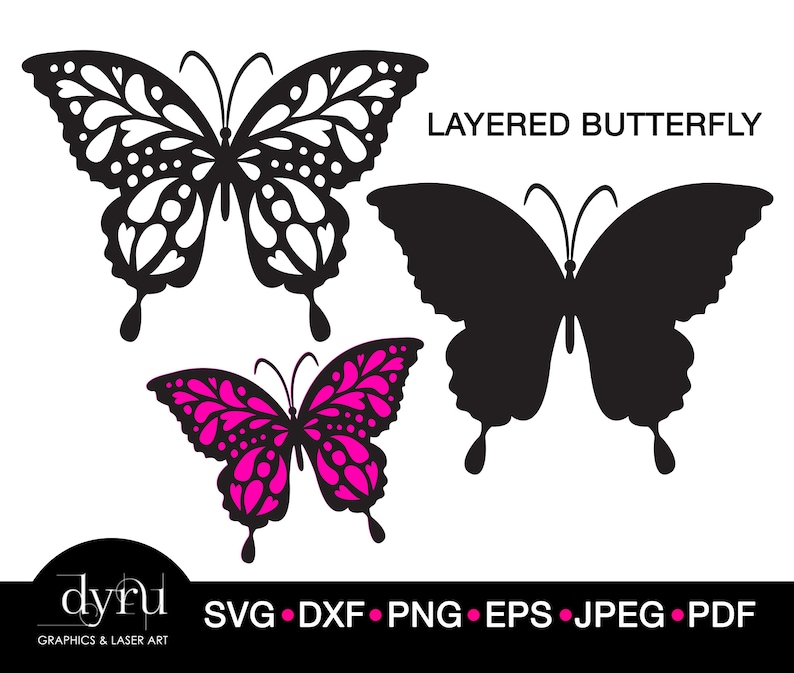 Layered Butterfly Svg, Butterfly SVG, Butterfly Clipart, Butterfly Cut ...