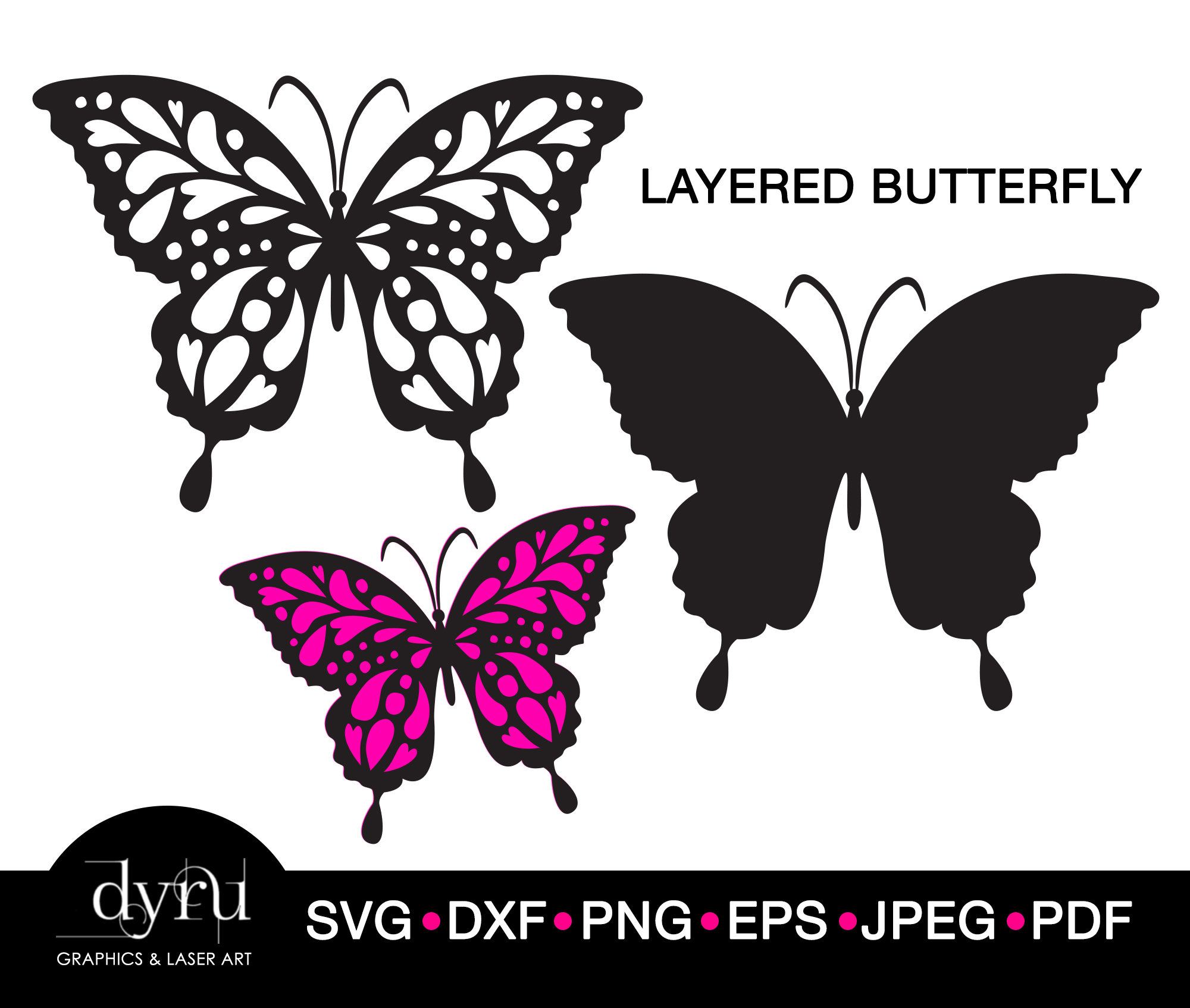Layered Butterfly Svg, Butterfly SVG, Butterfly Clipart, Butterfly Cut ...