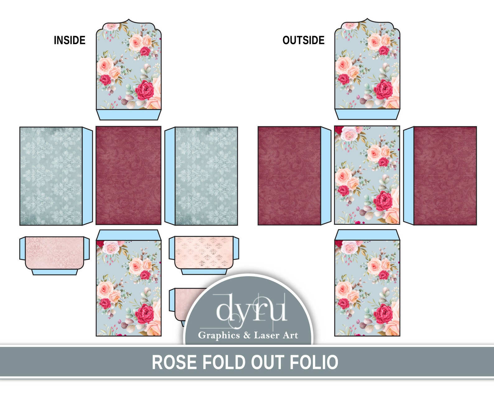 Rose Flip File, Junk Journal Kit, Pink Rose Folder, Insert, Diary ...