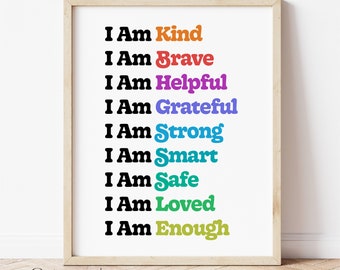Positive Affirmations for Kids, Classroom Art, Motivational Poster ...