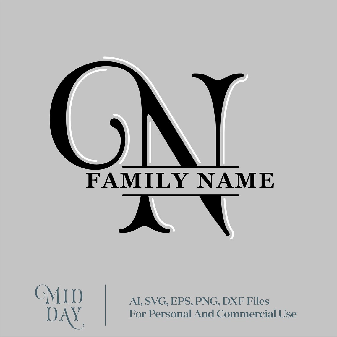 Split N SVG Split Monogram N SVG Split Letter Monogram Svg | Etsy