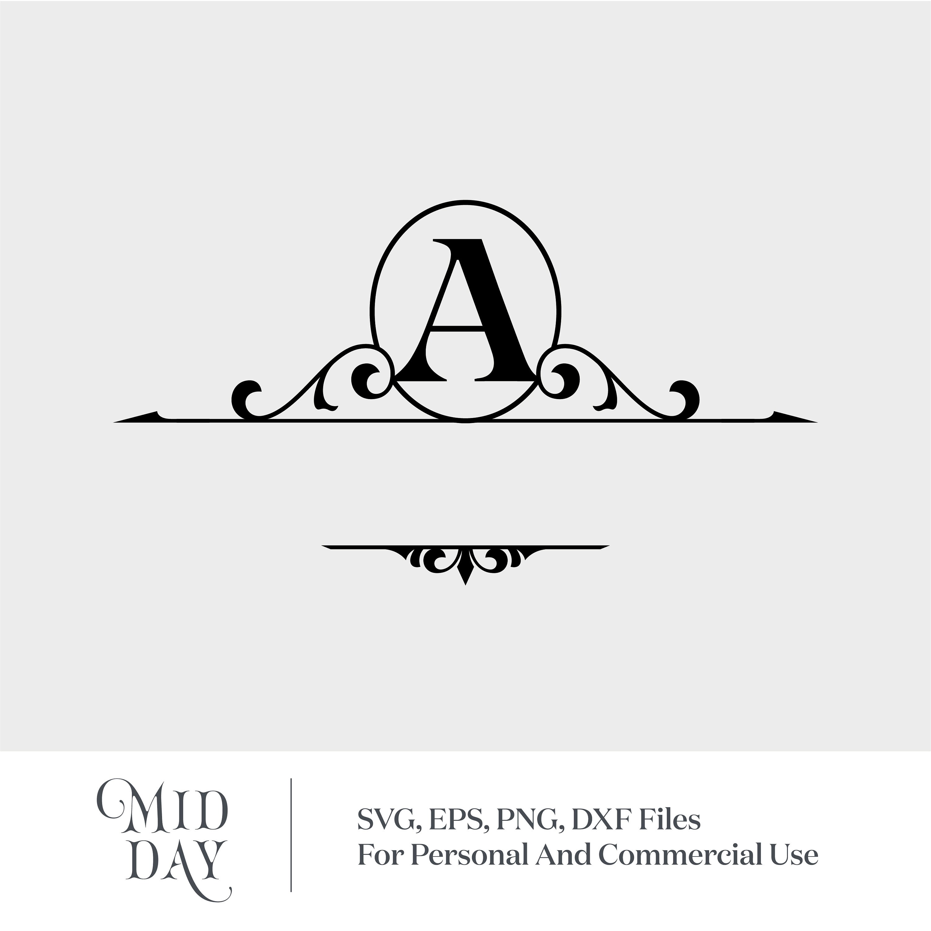 Monogram Letter A SVG, Split Letter Initial, Family Name (digital ...