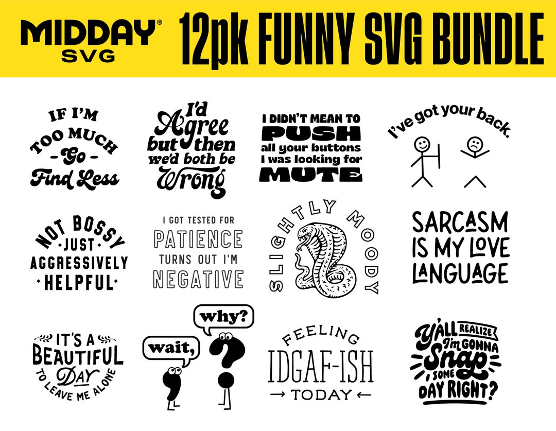 Funny Svg Bundle, Sarcastic Quotes, Pun Designs (digital Download) - Etsy