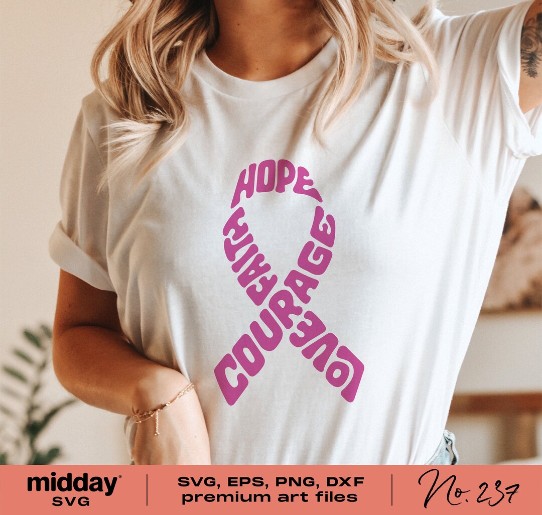 Breast Cancer Awareness Ribbon SVG, Hope Faith Courage Love (digital ...