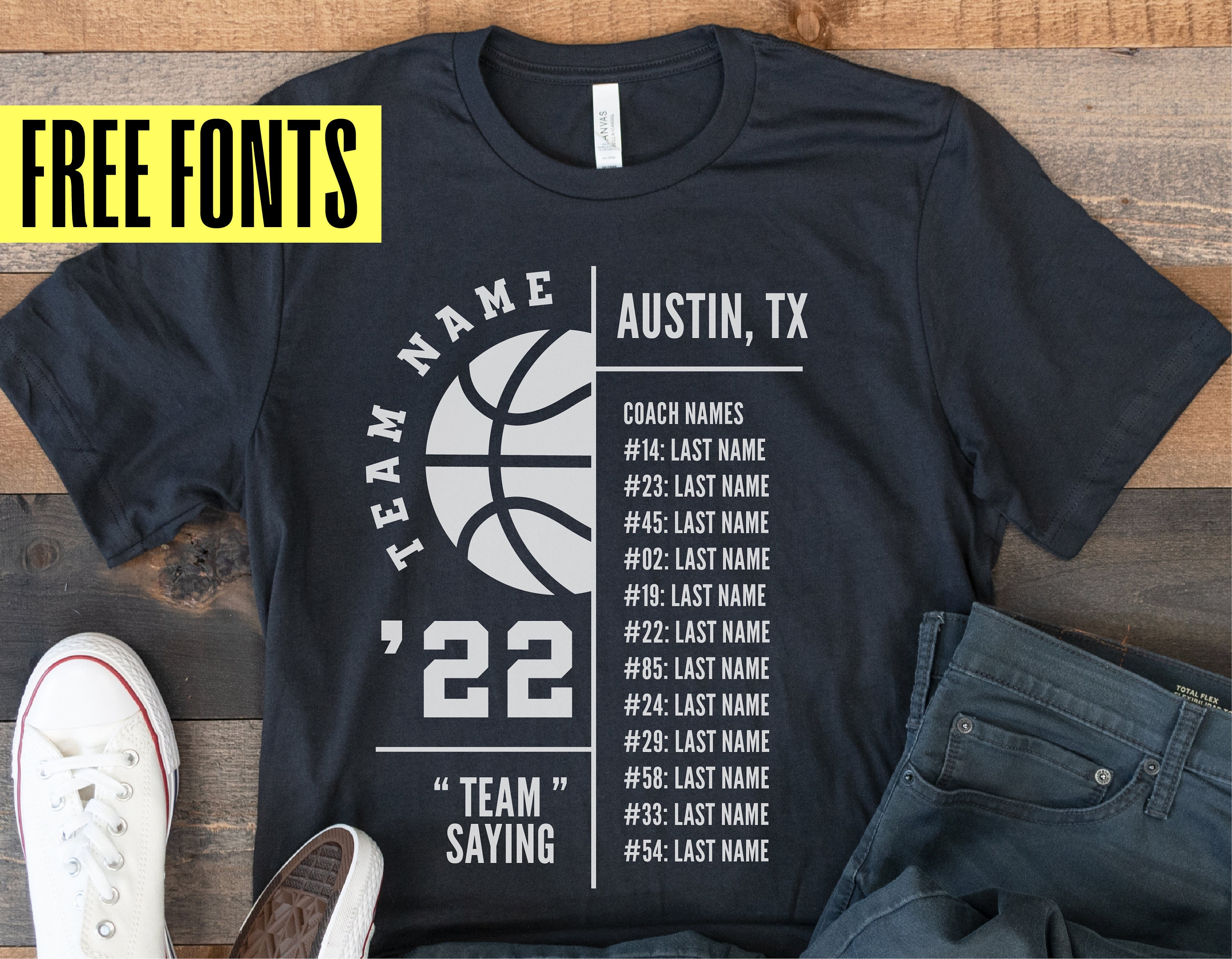 Basketball Team Svg Team Spirit Template Svg Roster Shirt Etsy