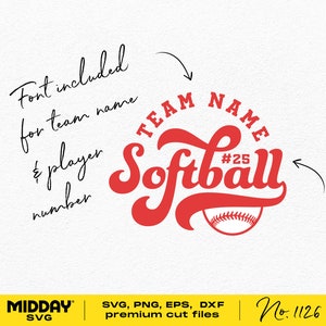 Softball Team Template, Svg Png Dxf Eps, Retro Softball Design ...