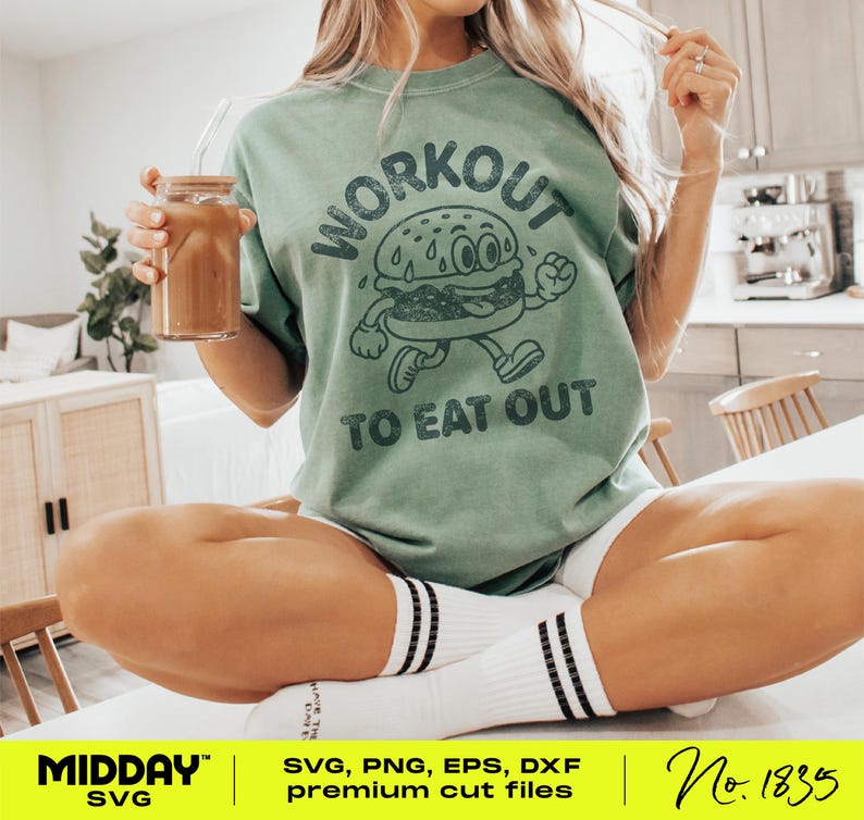 Workout to Eat Out SVG – Funny Gym Design, Fitness Quote (digital ...