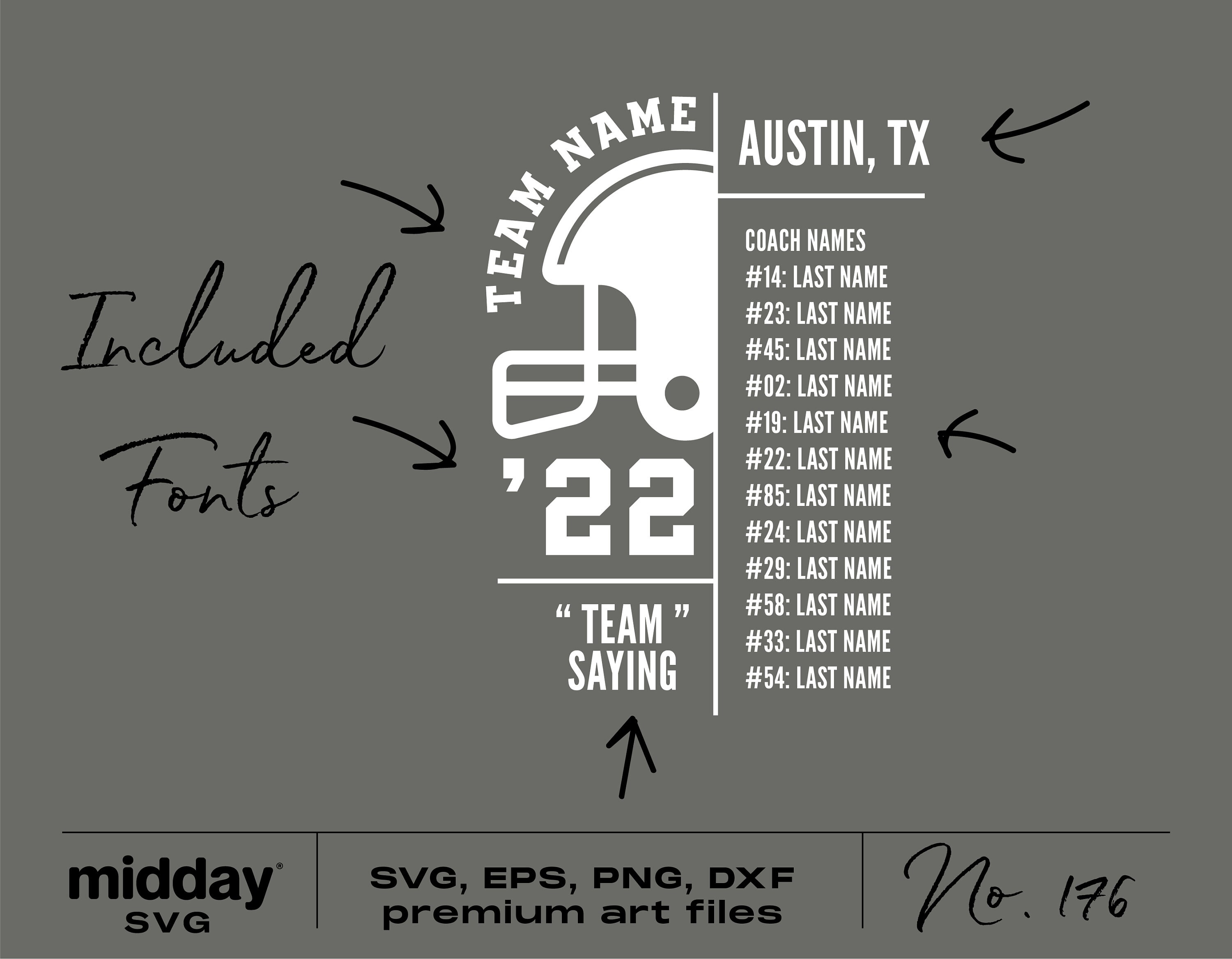 Football Team Banner Svg, Football Roster Template, Svg Png Eps Dxf Ai ...