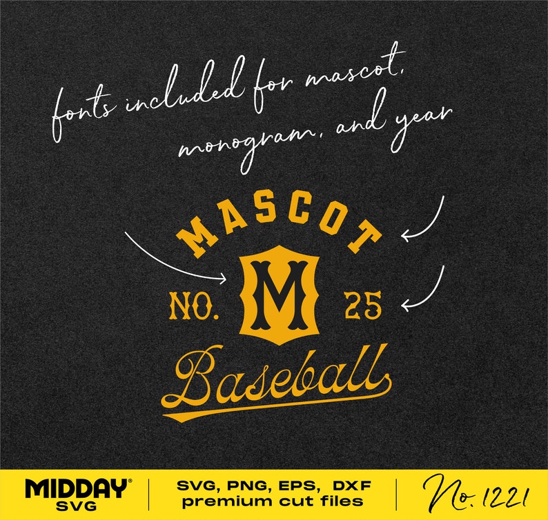 Baseball Team Mascot SVG Template, Monogram Letters Numbers (digital ...