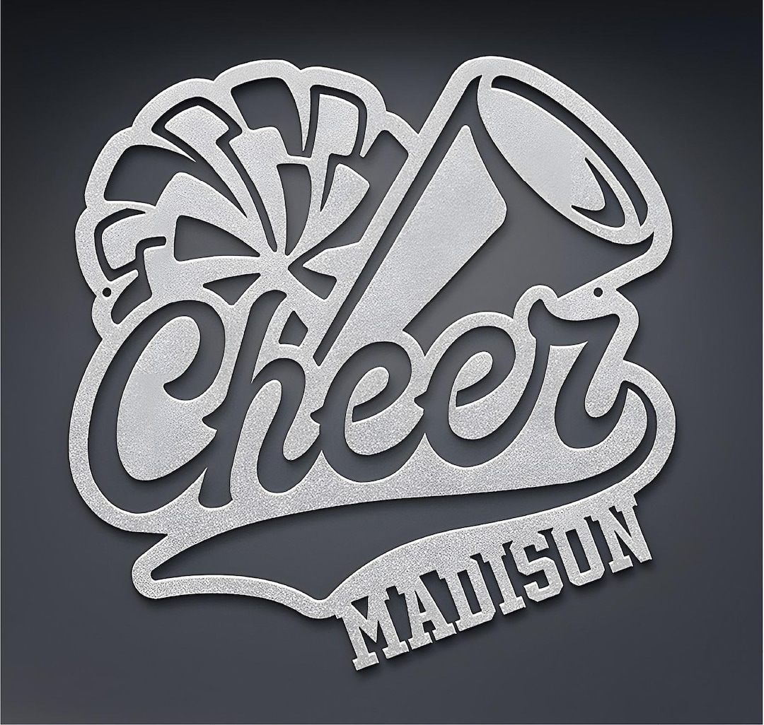 Customizable Cheerleader Steel Sign With Pom Pom and Megaphone - Etsy