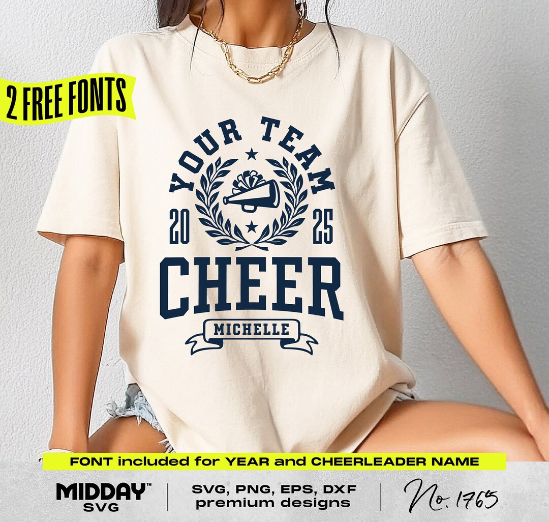 Cheer Team SVG Template With Font, Cheerleading Shirt Design (digital ...