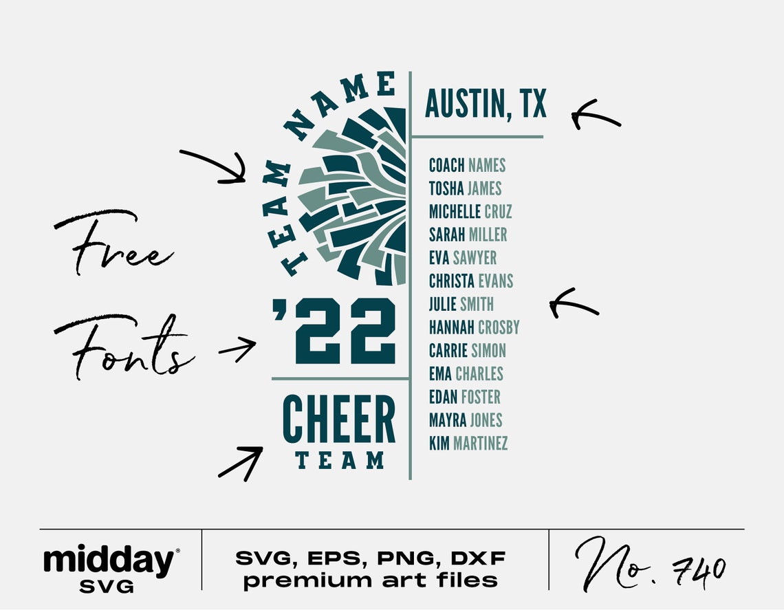 Cheer Team Template Svg Cheer Roster Svg Png Svg Dxf Eps Ai - Etsy