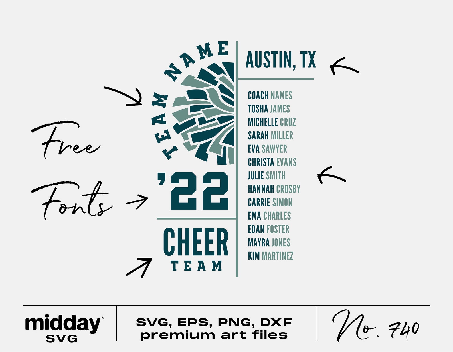 Cheer Team Template Svg Cheer Roster Svg Png Svg Dxf Eps Ai | Etsy UK