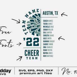 Cheer Team Template Svg Cheer Roster Svg Png Svg Dxf Eps Ai - Etsy