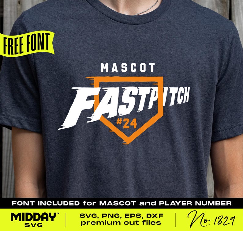 Fastpitch Softball Team Shirt SVG Template | Mascot & Number Font ...
