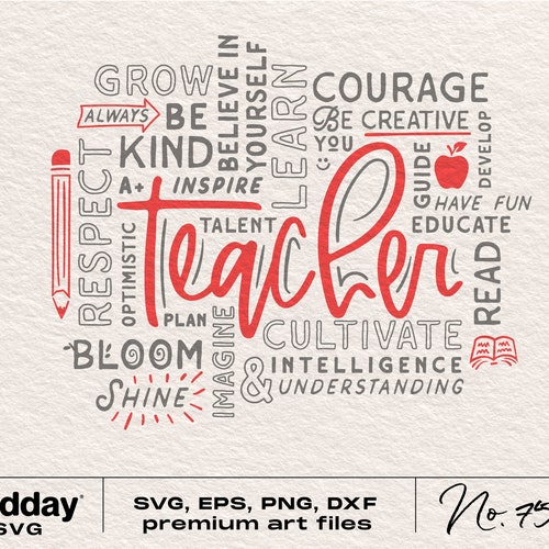 Teacher Svg Teacher Word Art Svg Dxf Eps Png Cut - Etsy