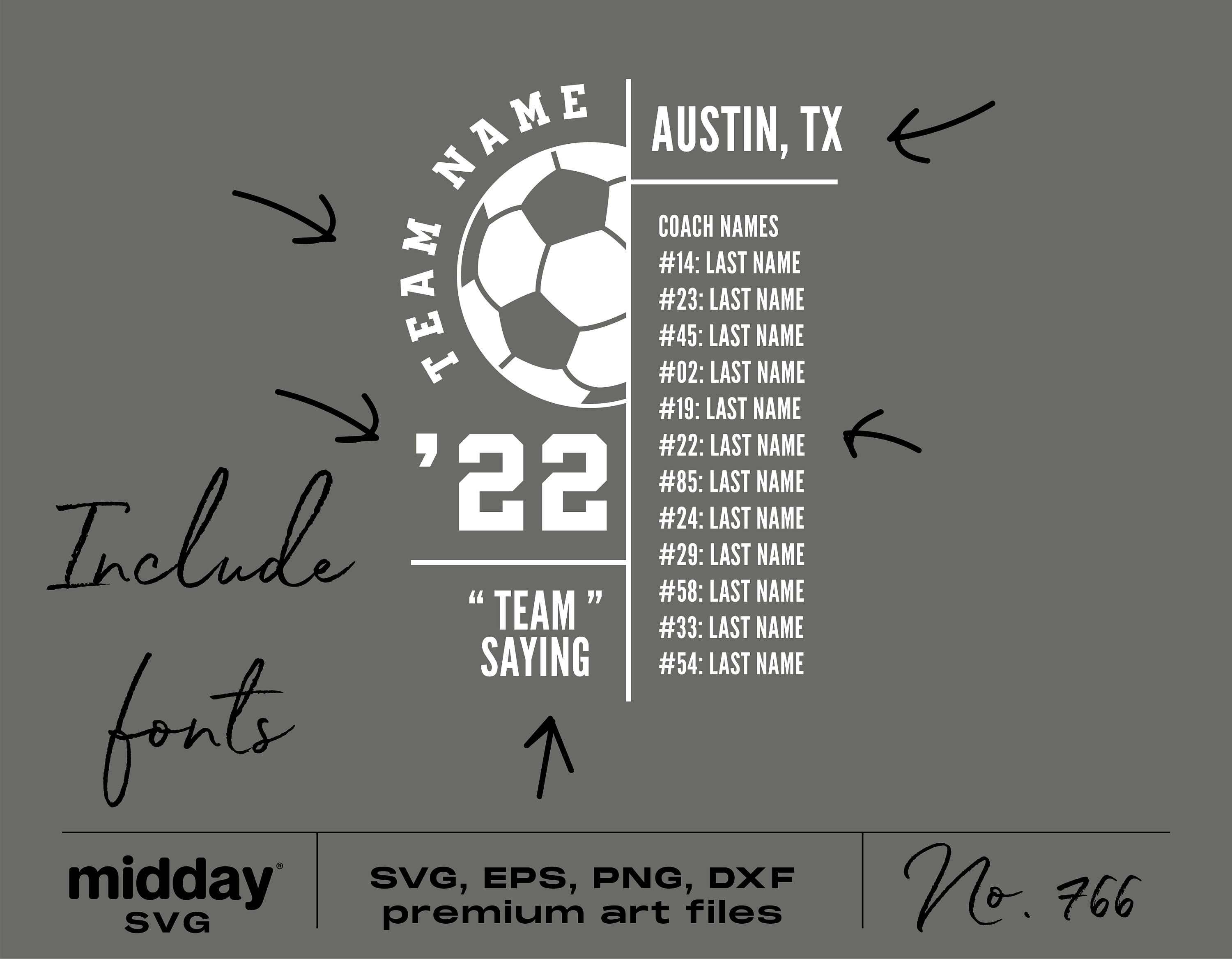 Soccer Your Team Svg Soccer Roster Svg Player Template Ai - Etsy