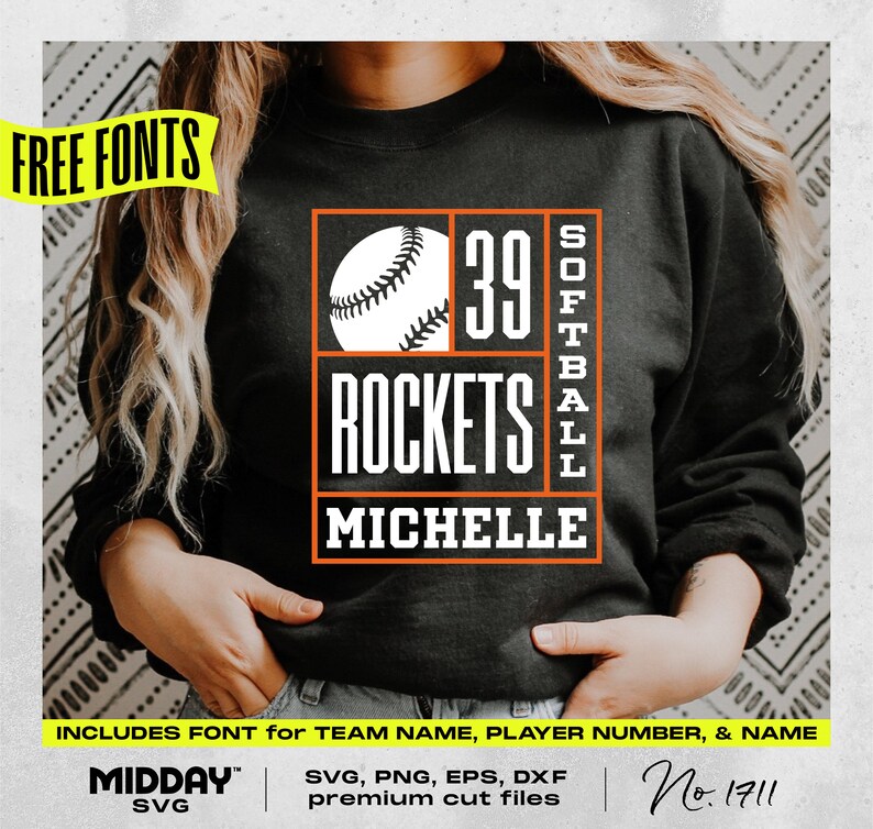 Softball Player Svg Png Team Template - With .otf Font for Mascot, Name ...